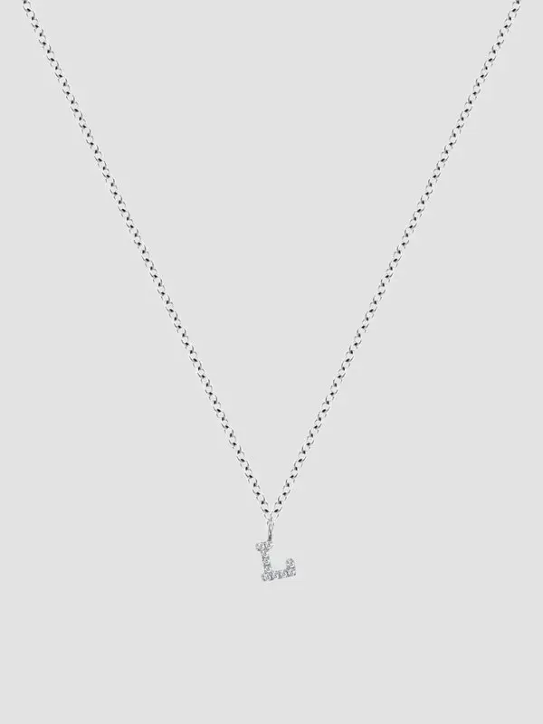 Meira T 14k White Gold Diamond Intial Pendant Necklace - Initial L