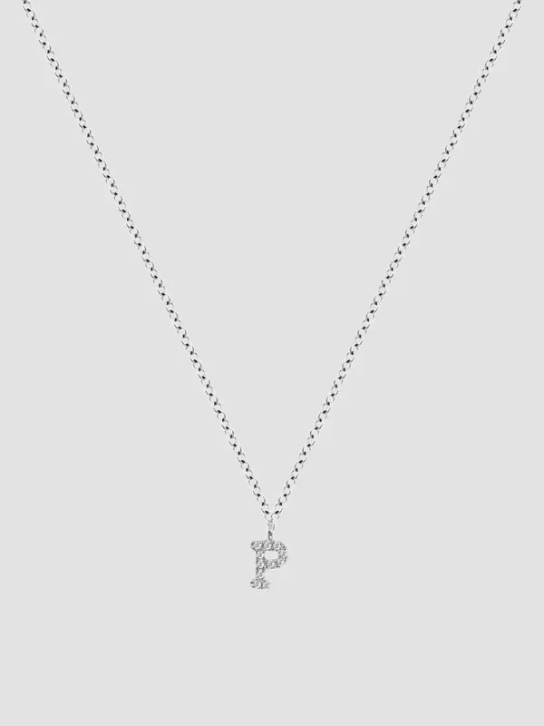 Meira T 14k White Gold Diamond Intial Pendant Necklace - Initial P