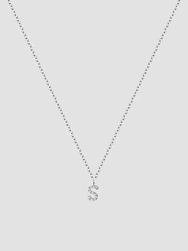 Meira T 14k White Gold Diamond Intial Pendant Necklace - Initial S