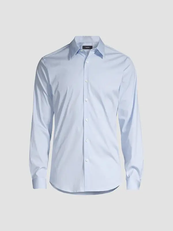 Theory Sylvain Wealth Poplin Long-sleeve Shirt - Olympic