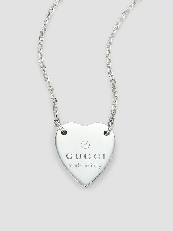 Gucci Sterling Signature Heart Pendant Necklace