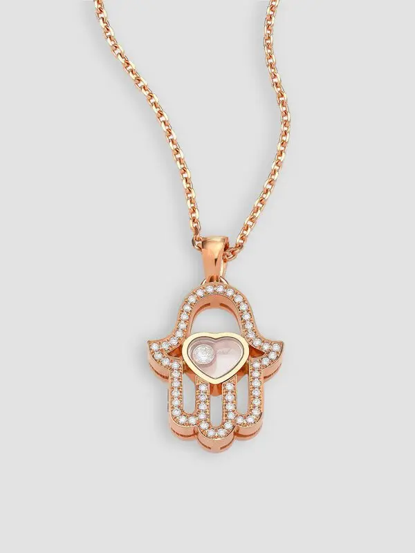 Chopard Happy Diamonds Pave Hamsa Hand Diamond & 18k Pendant Necklace - Rose Gold