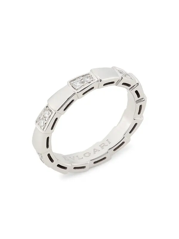 BVLGARI Serpenti Viper 18k & Pavè Diamond Ring - White Gold