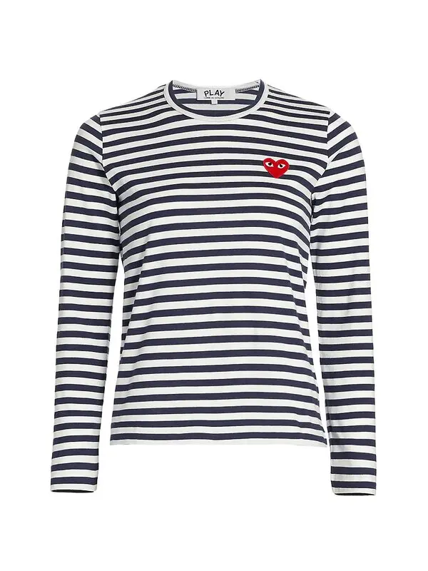 Play Comme Des Garcon Long-sleeve Striped T-shirt - Navy White