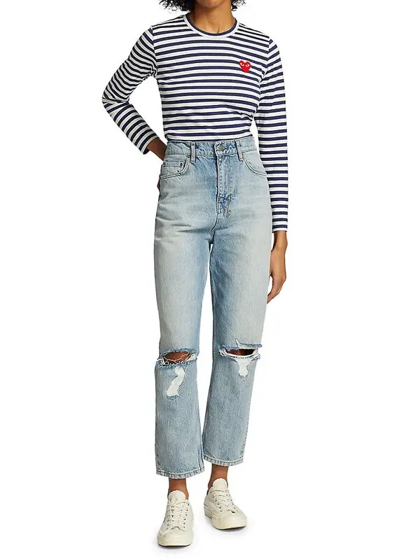 Play Comme Des Garcon Long-sleeve Striped T-shirt - Navy White