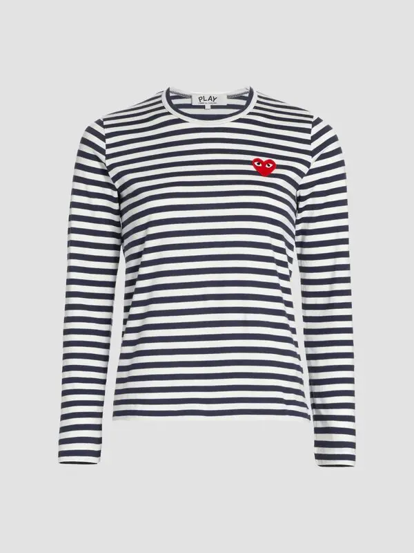 Play Comme Des Garcon Long-sleeve Striped T-shirt - Navy White