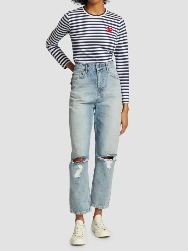 Play Comme Des Garcon Long-sleeve Striped T-shirt - Navy White