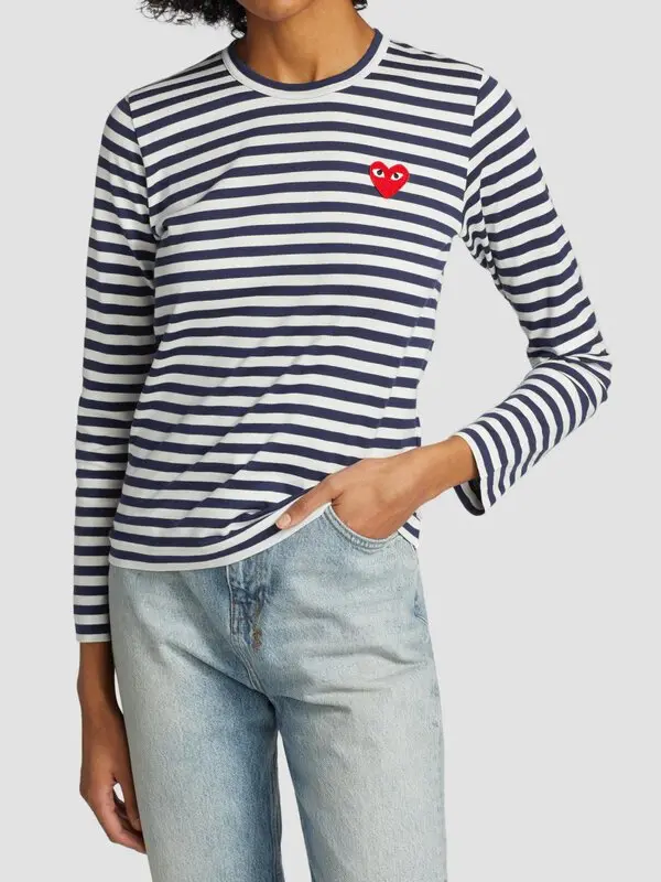 Play Comme Des Garcon Long-sleeve Striped T-shirt - Navy White