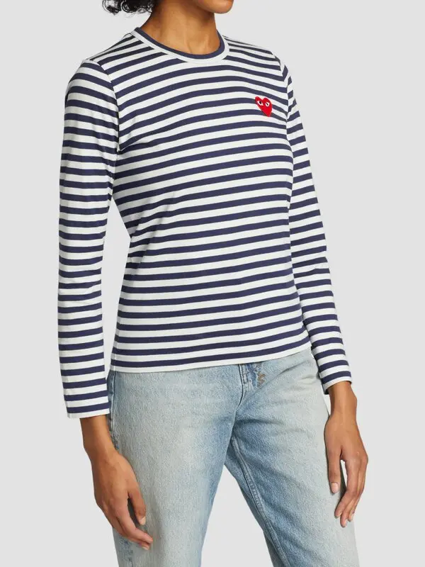 Play Comme Des Garcon Long-sleeve Striped T-shirt - Navy White