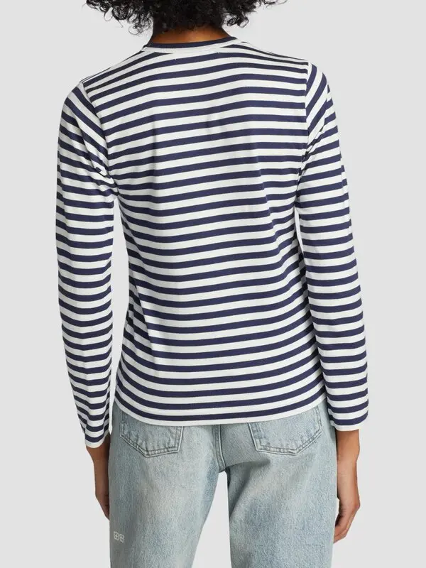 Play Comme Des Garcon Long-sleeve Striped T-shirt - Navy White