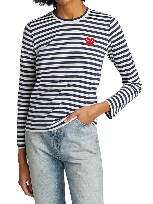 Play Comme Des Garcon Long-sleeve Striped T-shirt - Navy White