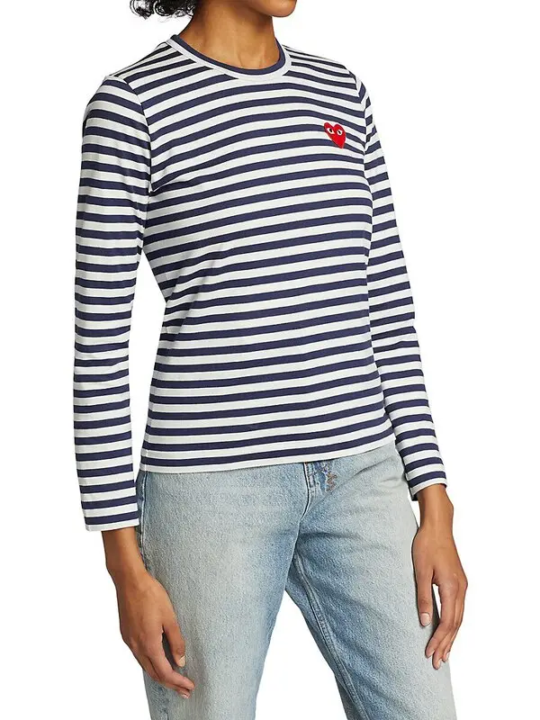 Play Comme Des Garcon Long-sleeve Striped T-shirt - Navy White