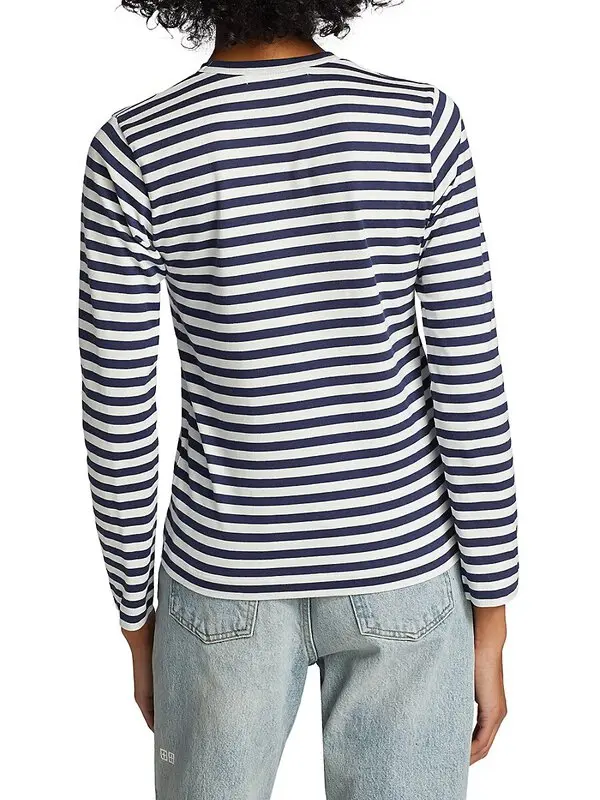 Play Comme Des Garcon Long-sleeve Striped T-shirt - Navy White