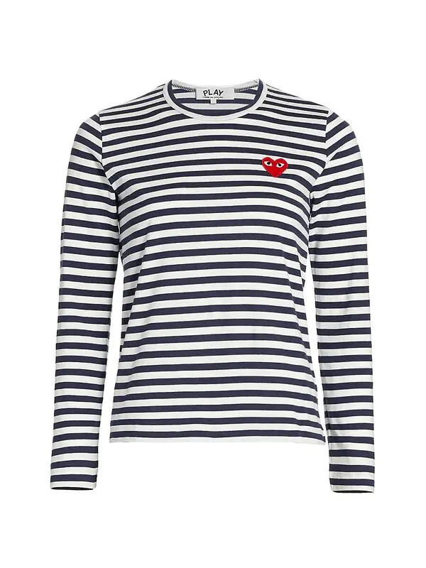 Play Comme Des Garcon Long-sleeve Striped T-shirt - Navy White