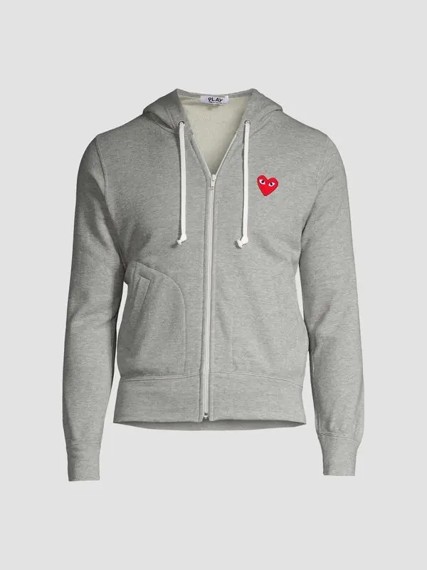 Play Comme Des Garcon Play Zip Hooded Sweater - Grey