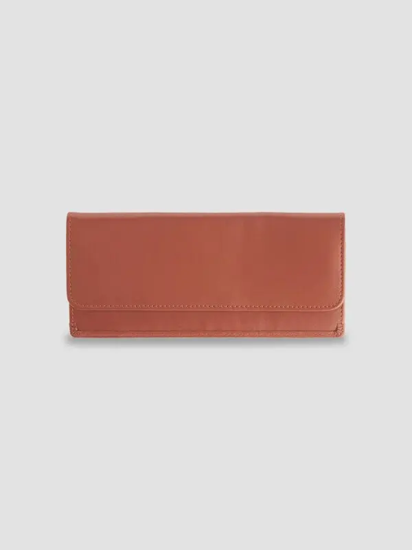 ROYCE NEW YORK Rfid-blocking Leather Clutch Wallet - Tan