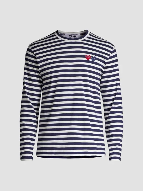 Play Comme Des Garcon Two Hearts Cotton T-shirt