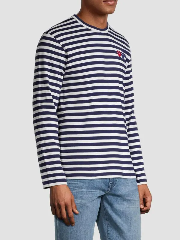 Play Comme Des Garcon Two Hearts Cotton T-shirt