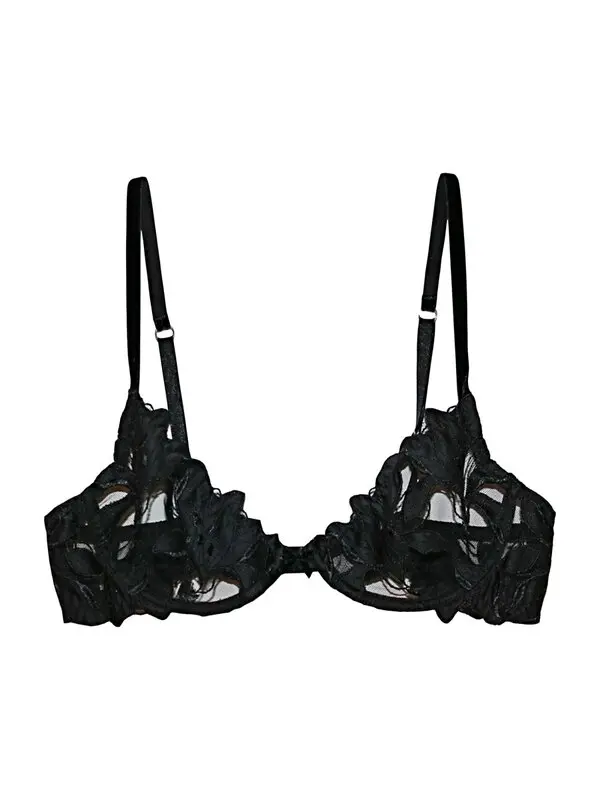 FLEUR DU MAL Lace Plunge Demi Bra - Black