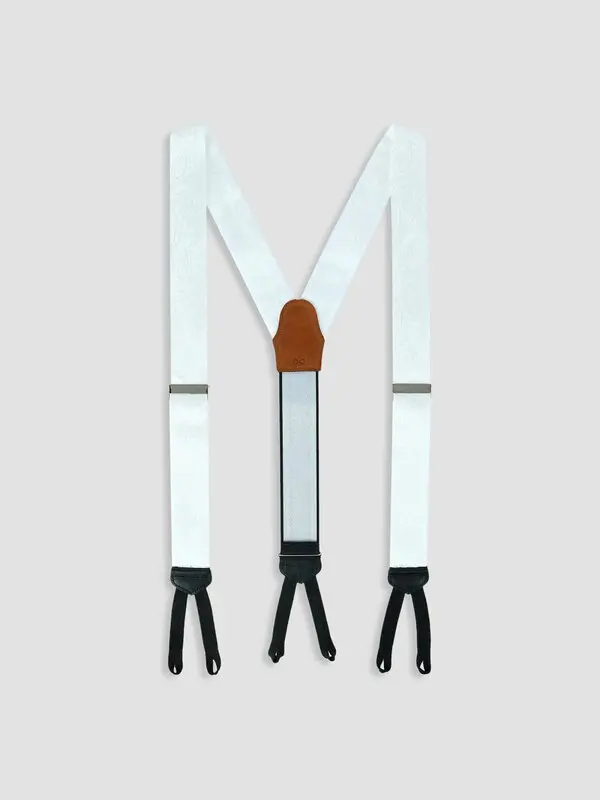 Trafalgar Banbury Paisley Silk Suspenders - White