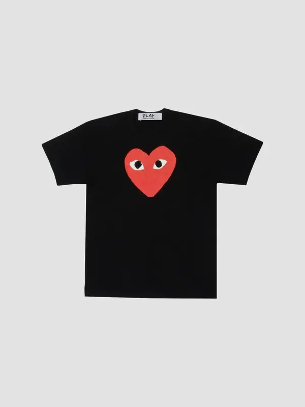 Play Comme Des Garcon Heart Graphic T-shirt - Black