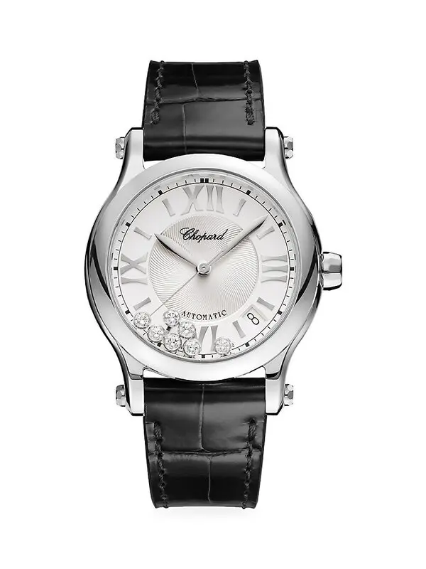 Chopard Happy Sport Diamond & Alligator-strap Watch
