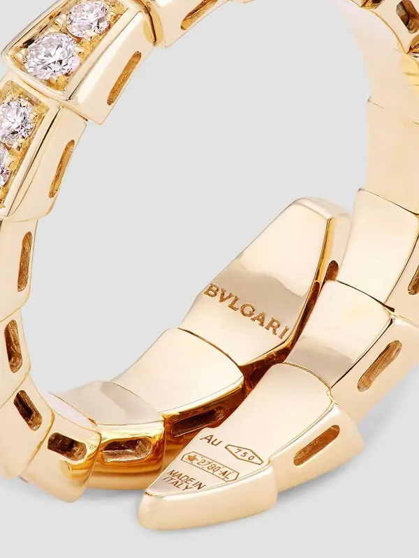 BVLGARI Serpenti Viper 18k Yellow & Diamond Wrap Ring