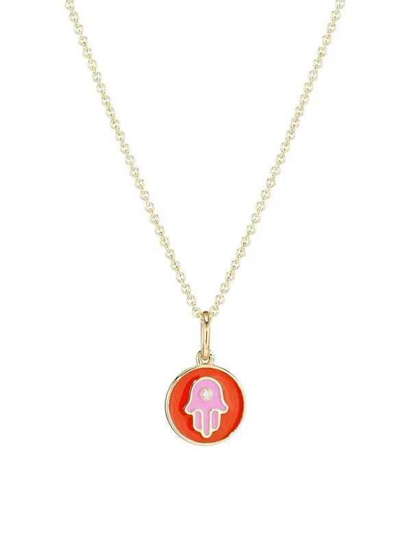 SYDNEY EVAN 14k Diamond & Enamel Hamsa Pendant Necklace - Multi