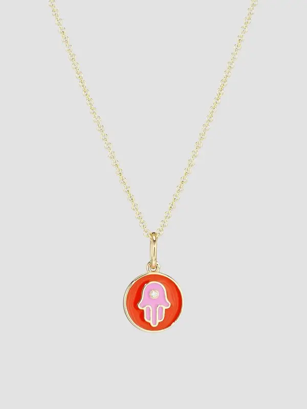 SYDNEY EVAN 14k Diamond & Enamel Hamsa Pendant Necklace - Multi