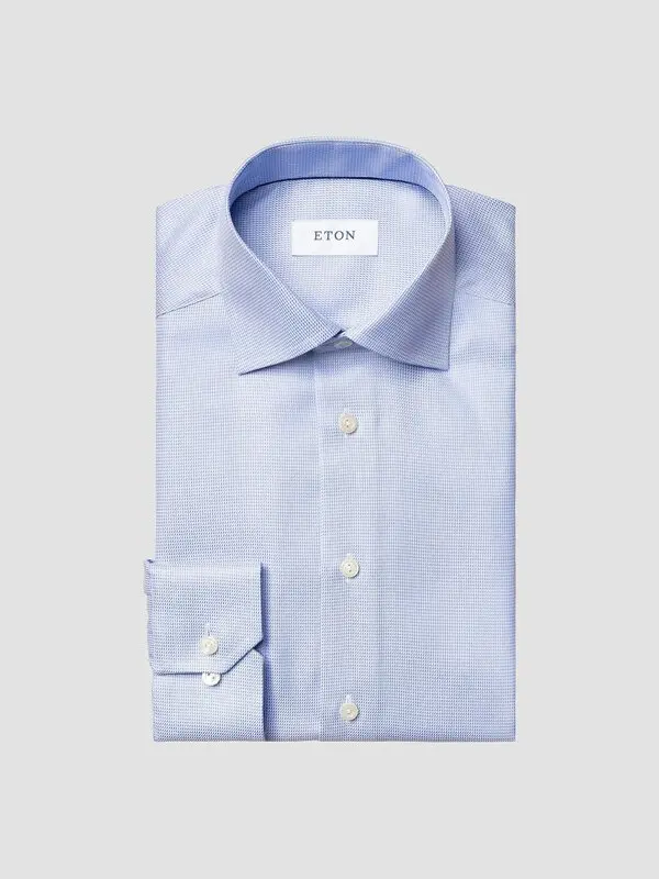 Eton Contemporary-fit Houndstooth Dress Shirt - Blue