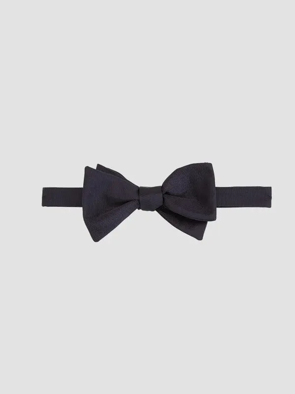 Giorgio Armani Textured Silk Bow Tie - Navy