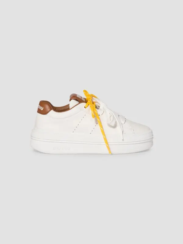 Miu Miu Leather Sneakers - White Yellow