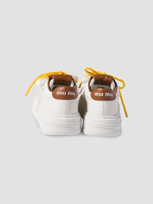 Miu Miu Leather Sneakers - White Yellow