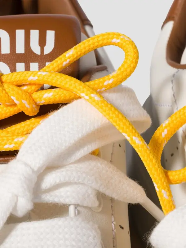 Miu Miu Leather Sneakers - White Yellow