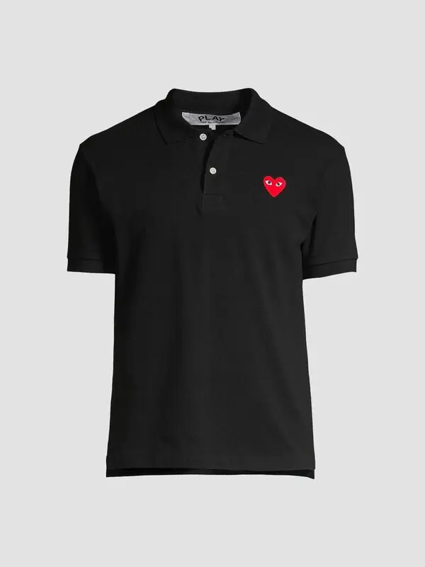 Play Comme Des Garcon Heart Applique Polo - Black