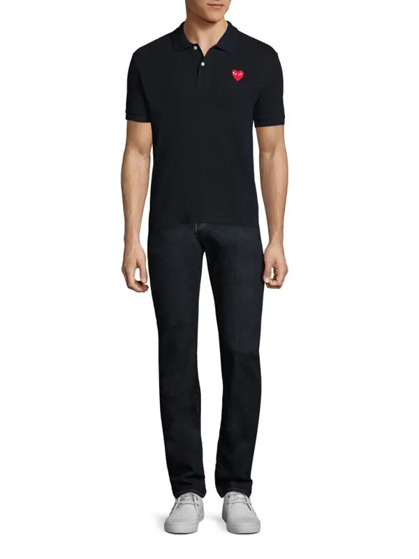 Play Comme Des Garcon Heart Applique Polo - Black
