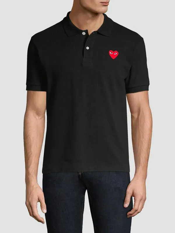 Play Comme Des Garcon Heart Applique Polo - Black