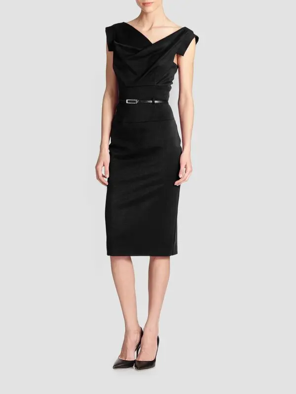 Black Halo Jackie Belted Sheath Dress - Black