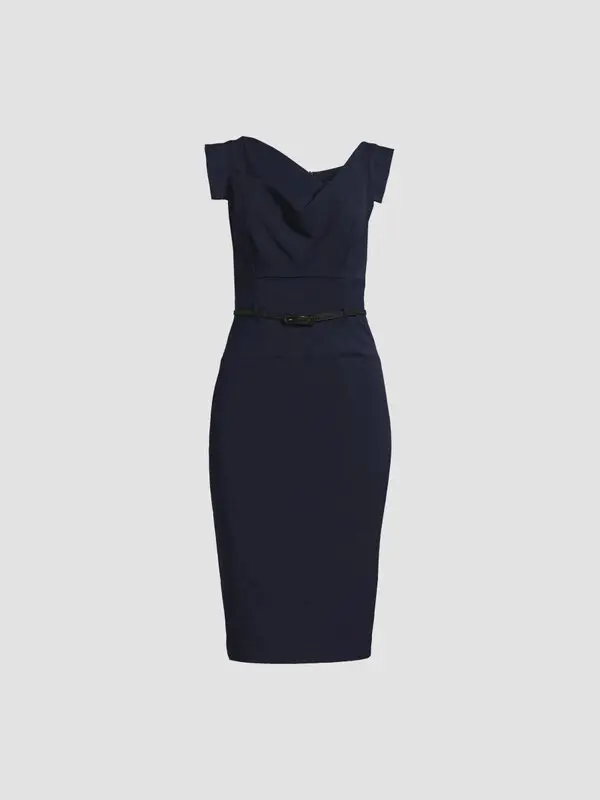 Black Halo Jackie Belted Sheath Dress - Eclipse