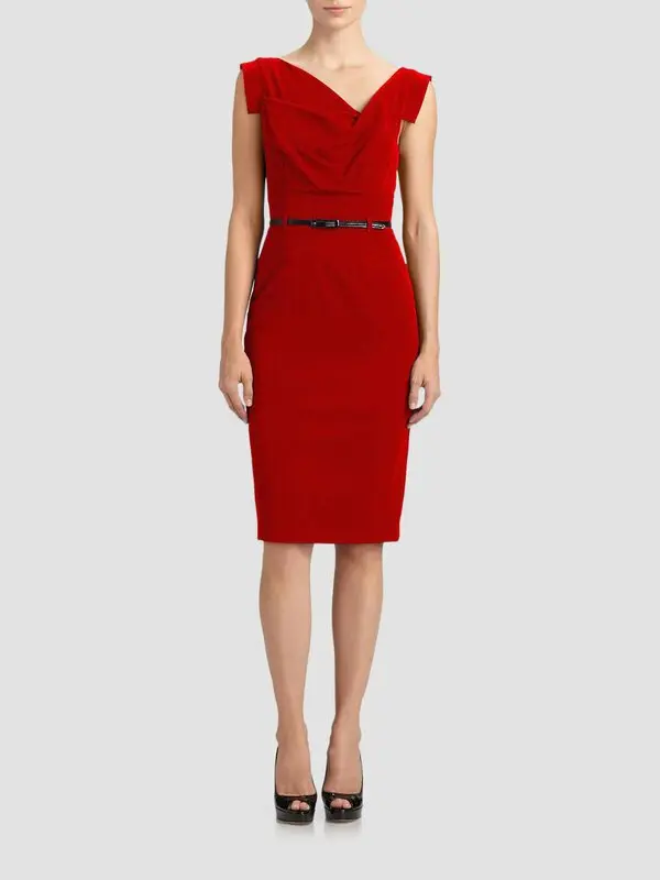 Black Halo Jackie Belted Sheath Dress - Red