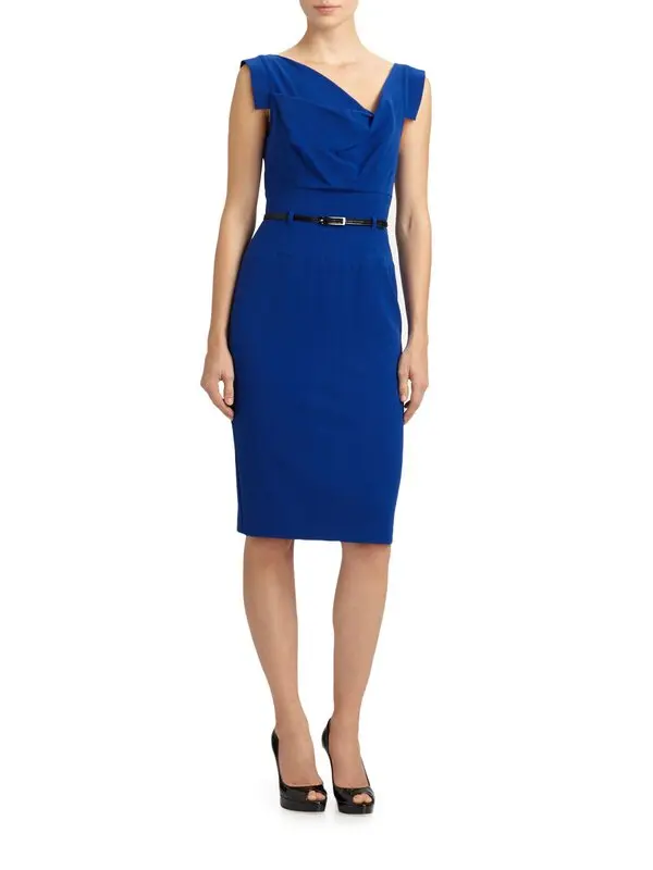 Black Halo Jackie Belted Sheath Dress - White