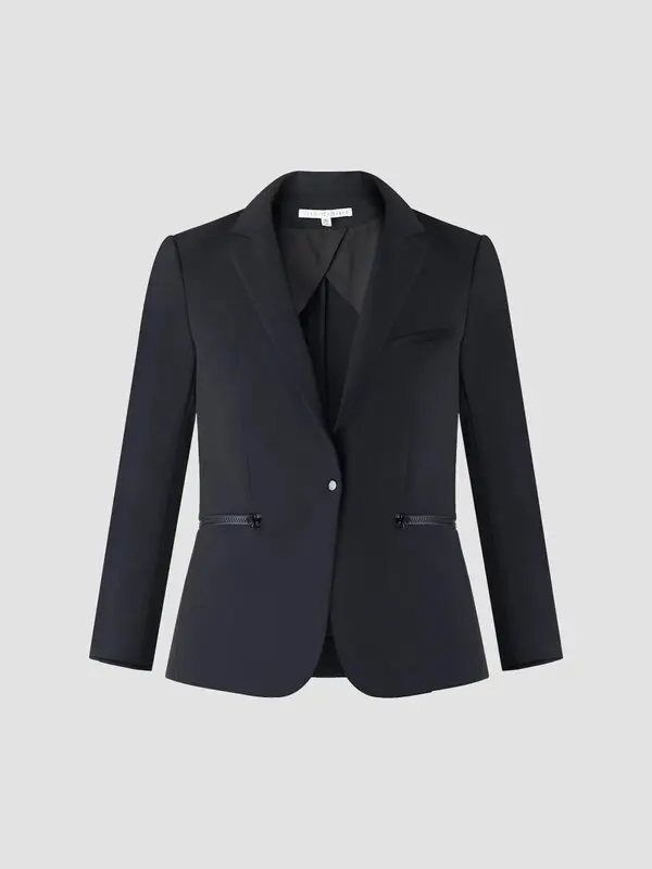 Veronica Beard Core Scuba Schoolboy Jacket - Black