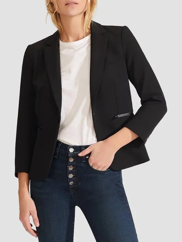 Veronica Beard Core Scuba Schoolboy Jacket - Black
