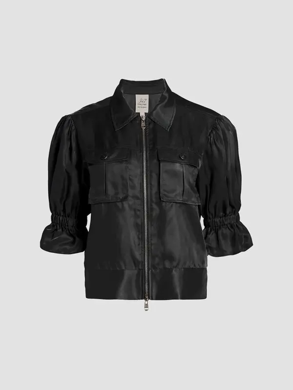 Cinq À Sept Holly Puff-sleeve Utility Jacket - Black