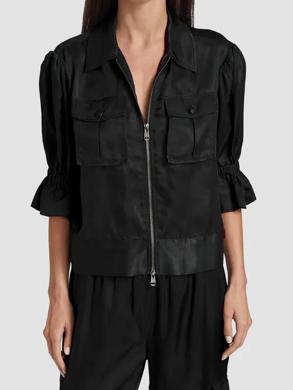 Cinq À Sept Holly Puff-sleeve Utility Jacket - Black