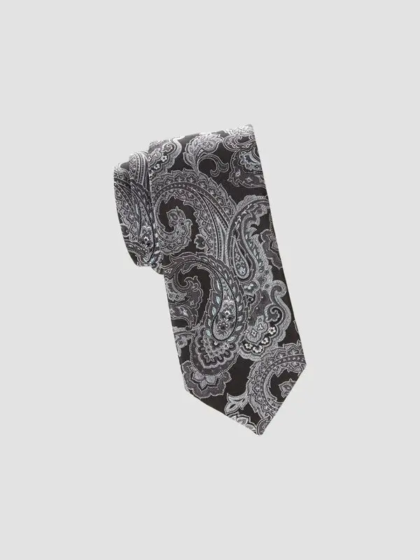 Eton Paisley Silk Tie - Black