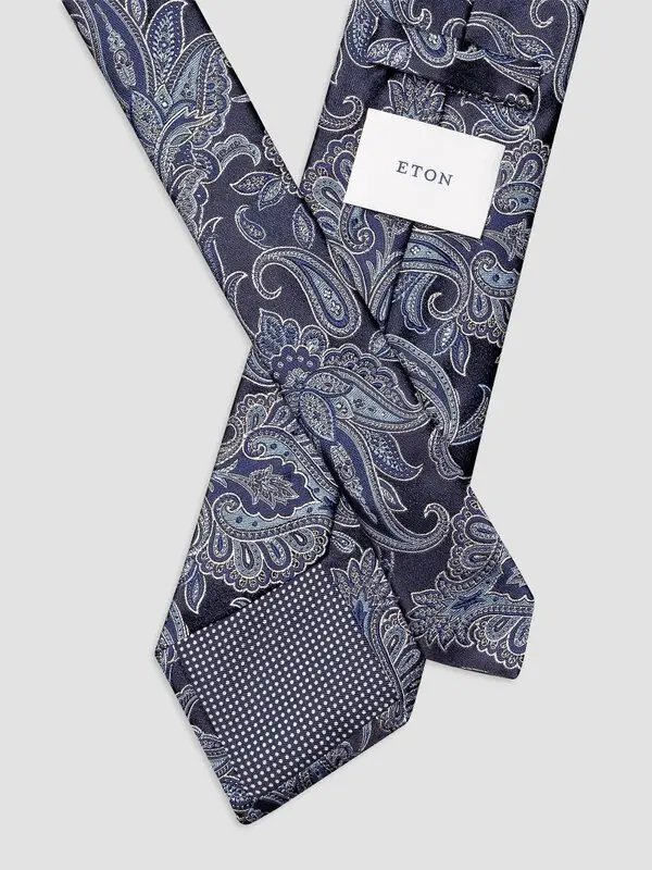 Eton Paisley Silk Tie - Navy