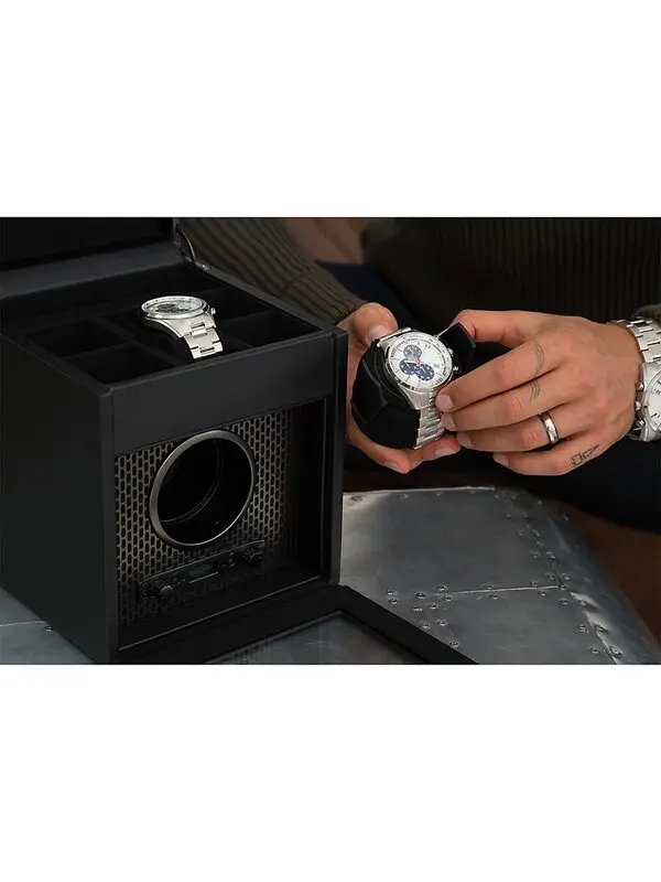 Wolf Axis Single Watch Winder With Storage - Powder Coat