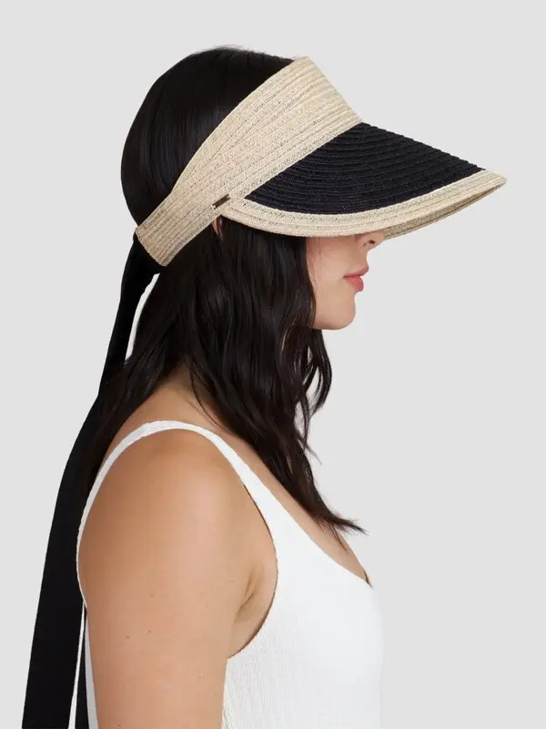 Eugenia Kim Ricky Ribbon-accented Hemp Visor - Natural Black
