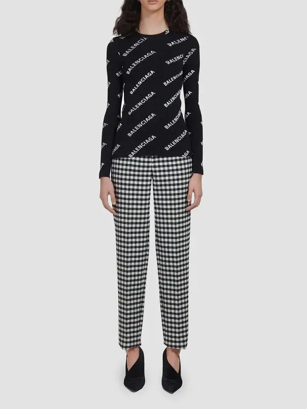 Balenciaga Allover Logo Crewneck Sweater